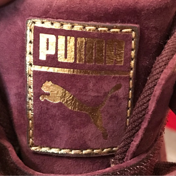 Puma | Shoes | Puma Wine Suede Hightop Sneakers | Poshmark
